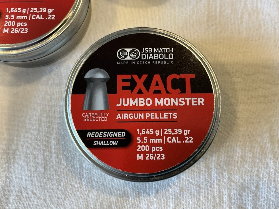 5 Tins JSB Match Diablo EXACT JUMBO MONSTER .22 Caliber Premium Airgun ...