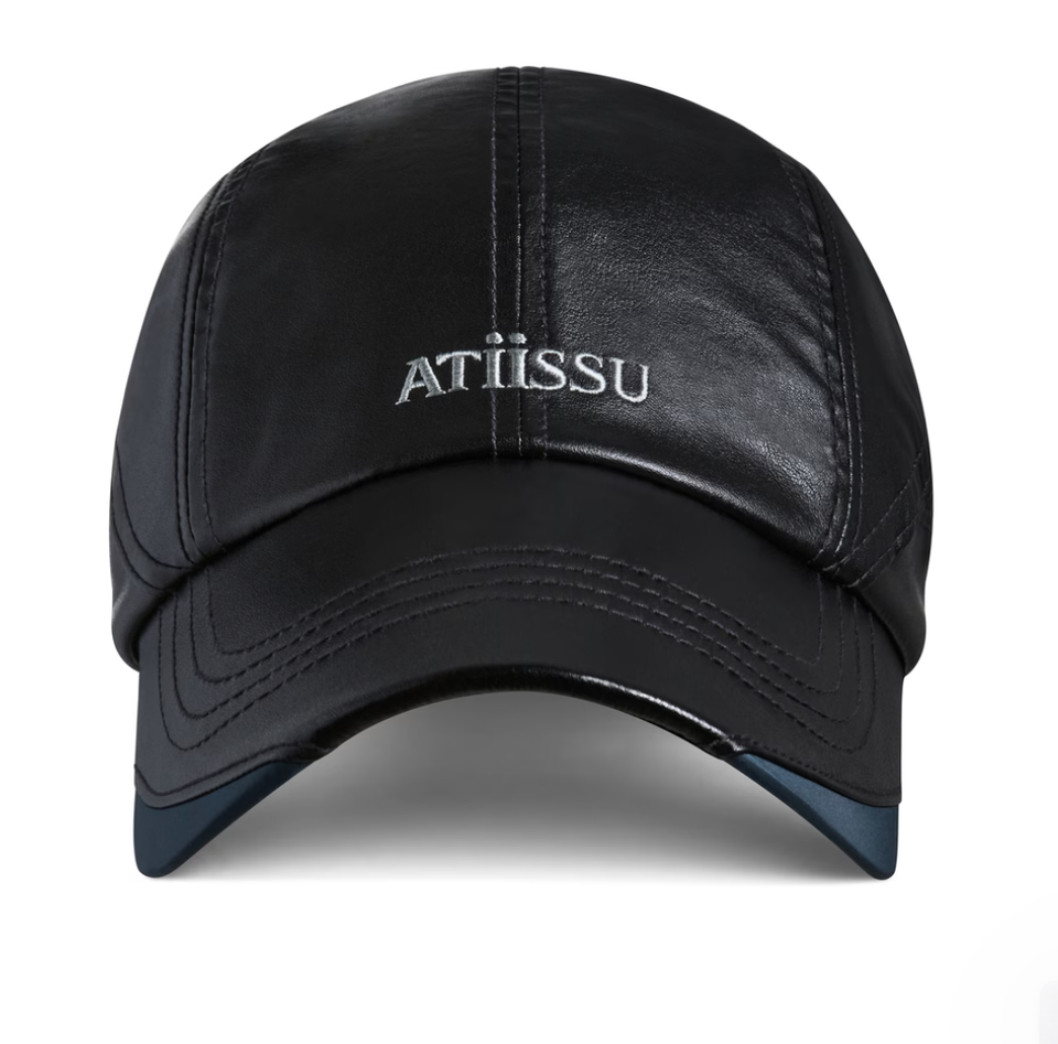 Atiissu Wing Cap Black PU Leather Logo Baseball Hat Stray Kids Felix ...
