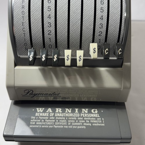 Paymaster 9000-8 Check Writer Money Order Machine “NO KEY” Works See ...