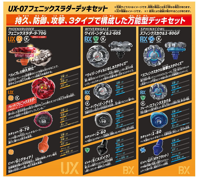 TAKARA TOMY Burst Beyblade Phoenix Rudder Deck Set Booster UX07 ...