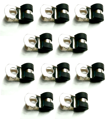 5mm Stainless Steel Rubber Lined Hose P Clip Clamps 3/16" Clutch, Brake ...