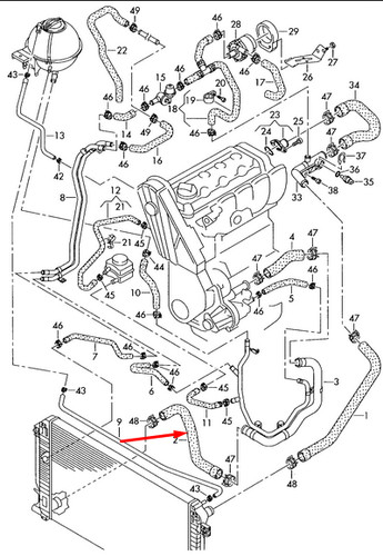 VW CRAFTER 2E UPPER RADIATOR COOLANT PIPE 2E0122051A 2 5 TDI ORIGINAL ...