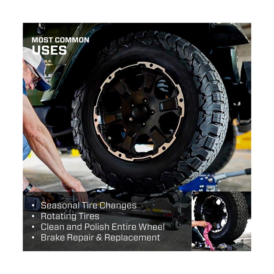 Tire Lift Caddy, Adjustable, Back-Saving Tire Dolly for DIY Enthusiasts ...