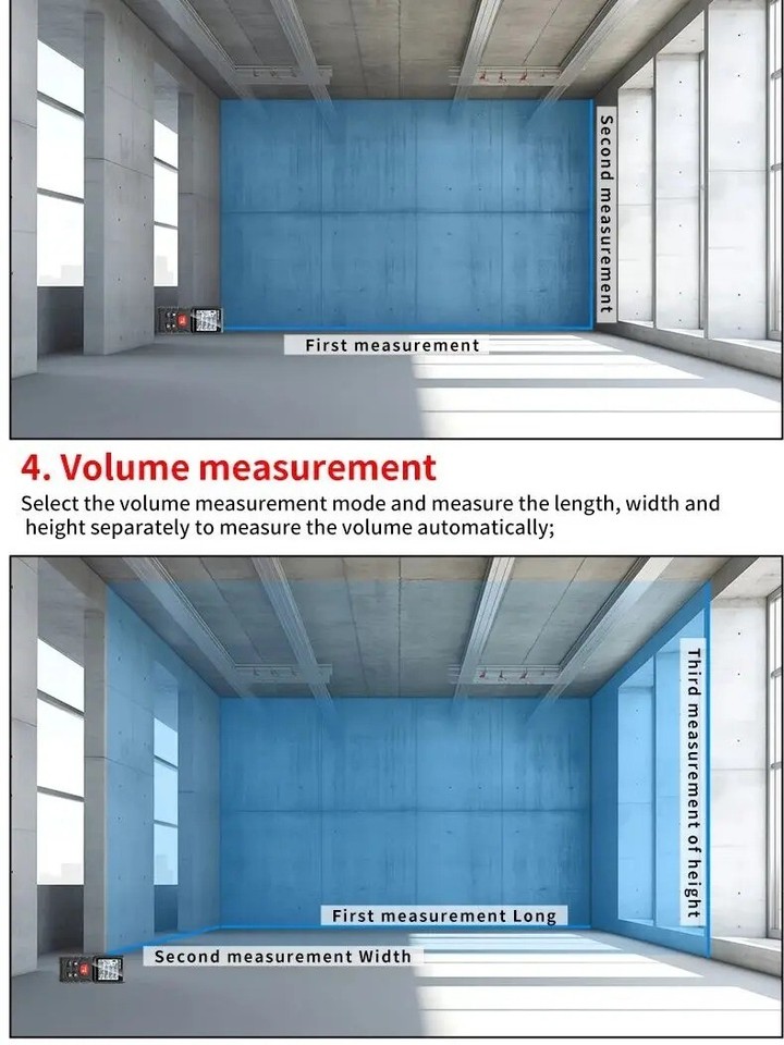 Laser Distance Meter 50M/165ft，Handle Digital IP54 Shockproof Laser ...