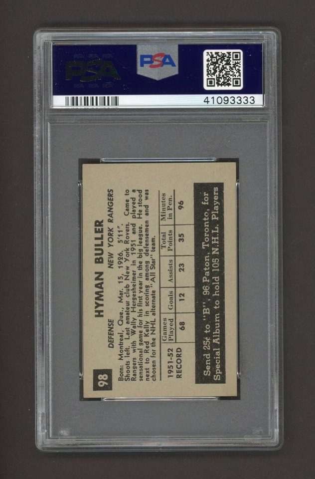 1952-53 PARKHURST # 98 HY BULLER PSA 6 | eBay