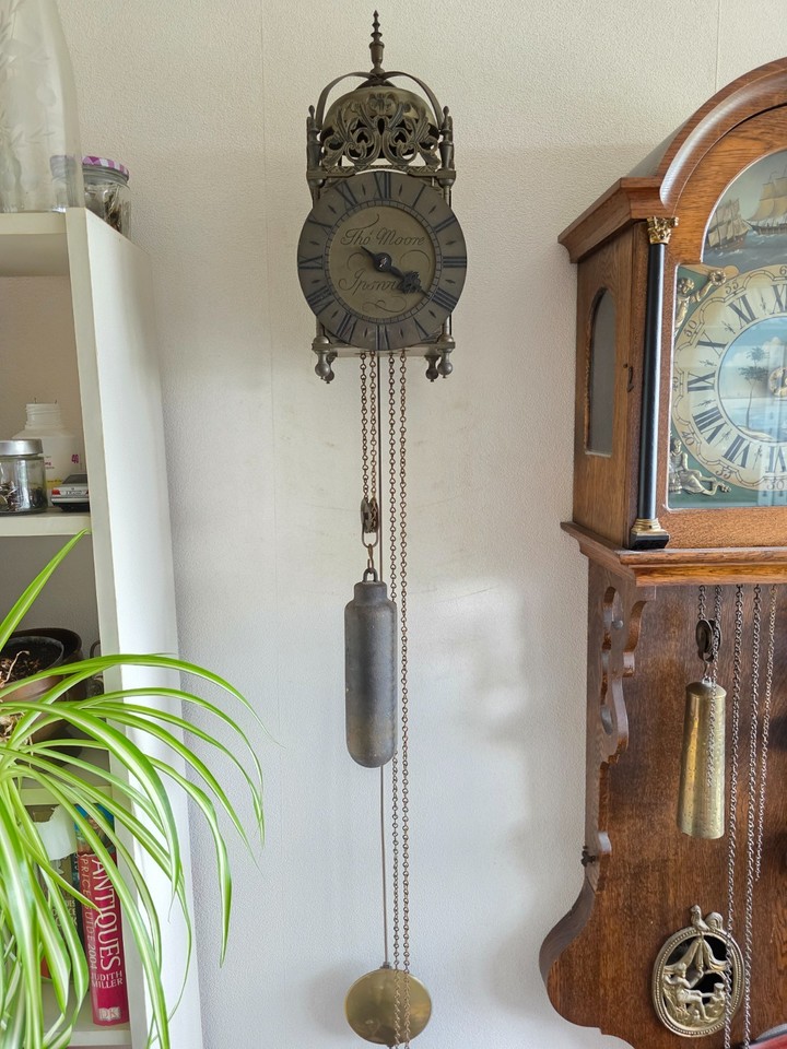 Lantern Clock English Style Brass Bell Strike Pendulum 30 Hour Weight ...