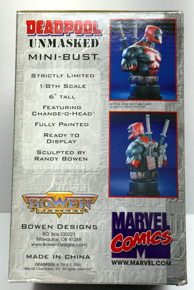 DEADPOOL Unmasked - RANDY BOWEN Marvel Comics Mini-Bust #986 of 5000 (2 ...