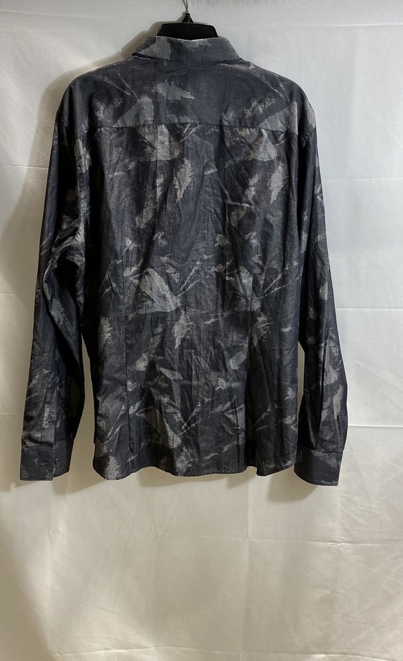 Emporio Armani Men's Gray Abstract Print Button Up Shirt Size 45 18 | eBay