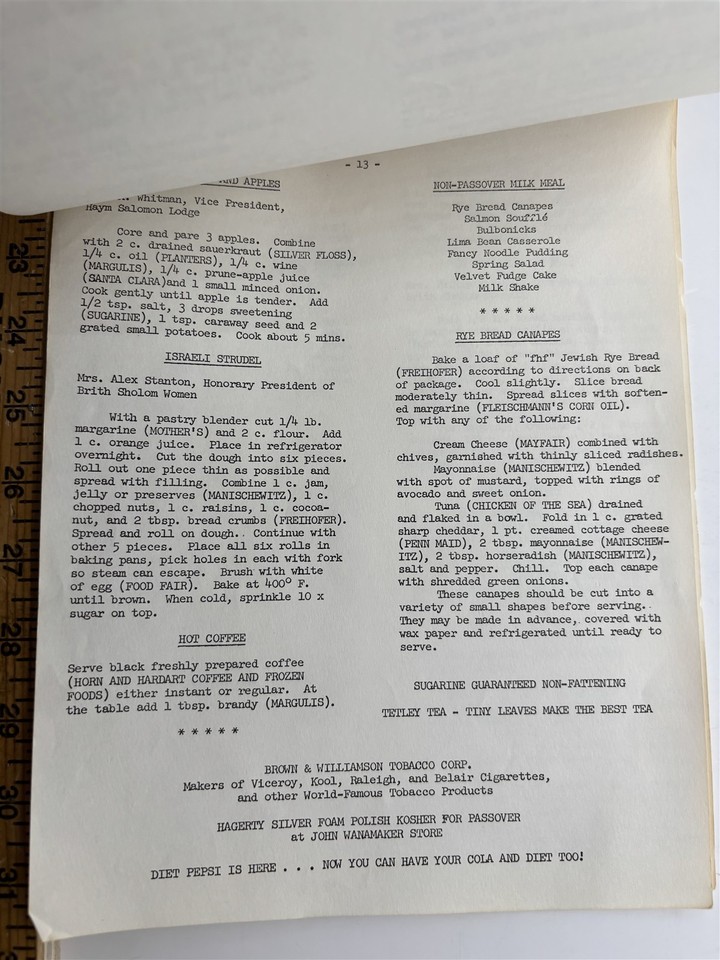 1965 Philadelphia Jewish Times Kosher Cooking Show Program Vintage ...