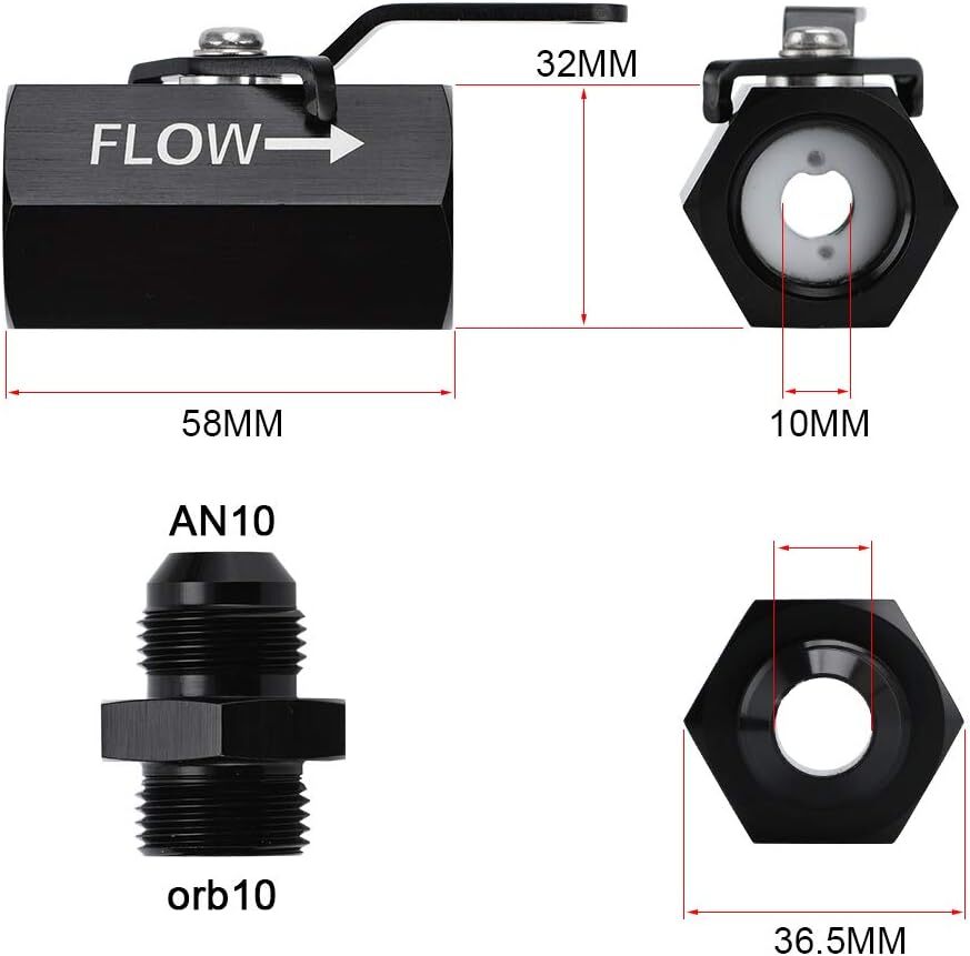 6AN-10AN Aluminum Inline Fuel Shut Off Valve Flow Control Cut Off w ...