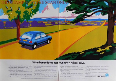 VW Volkswagen GOLF 'Syncro' 4WD Motor Car ADVERT : Original 1989 Print ...