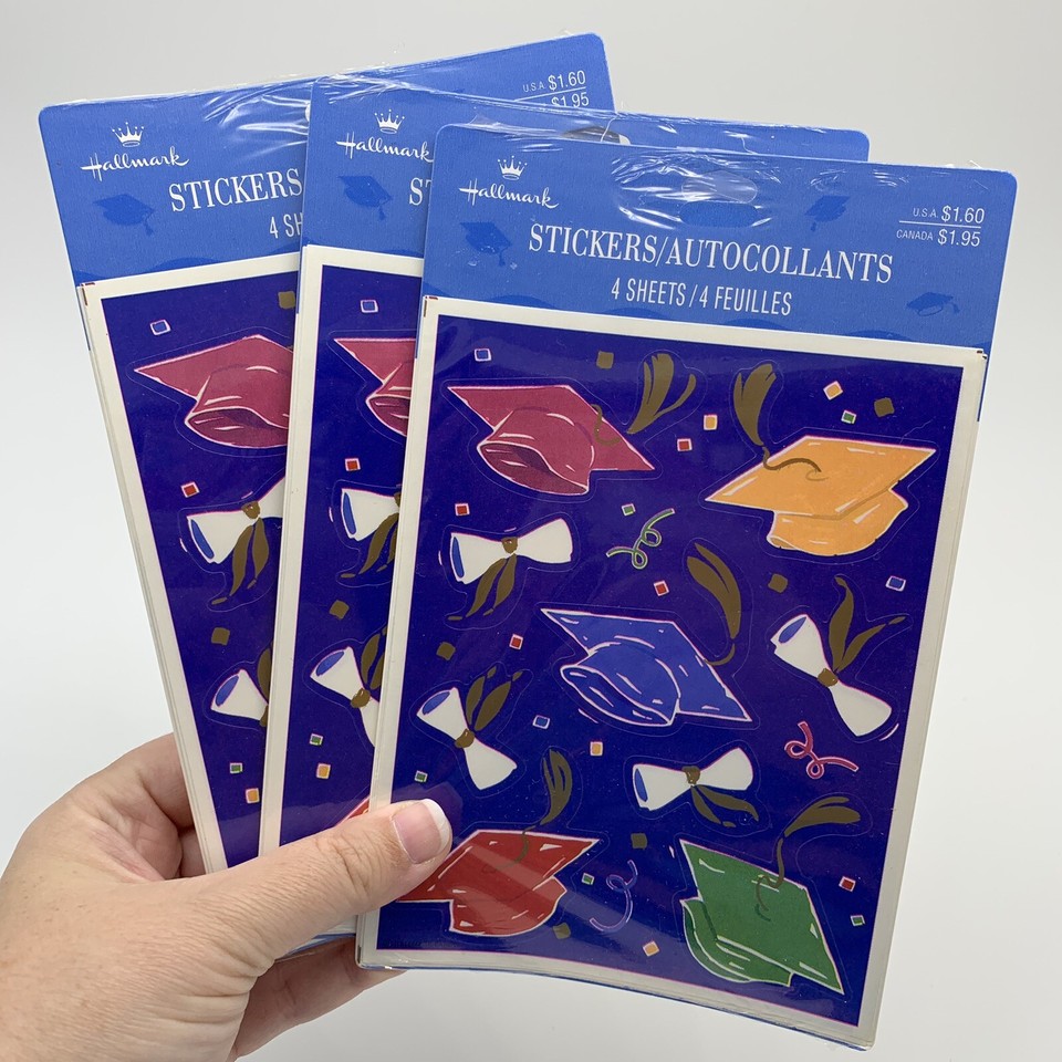 Hallmark Sticker Packs Graduation Hats Caps 12 Sheets Crafts | eBay