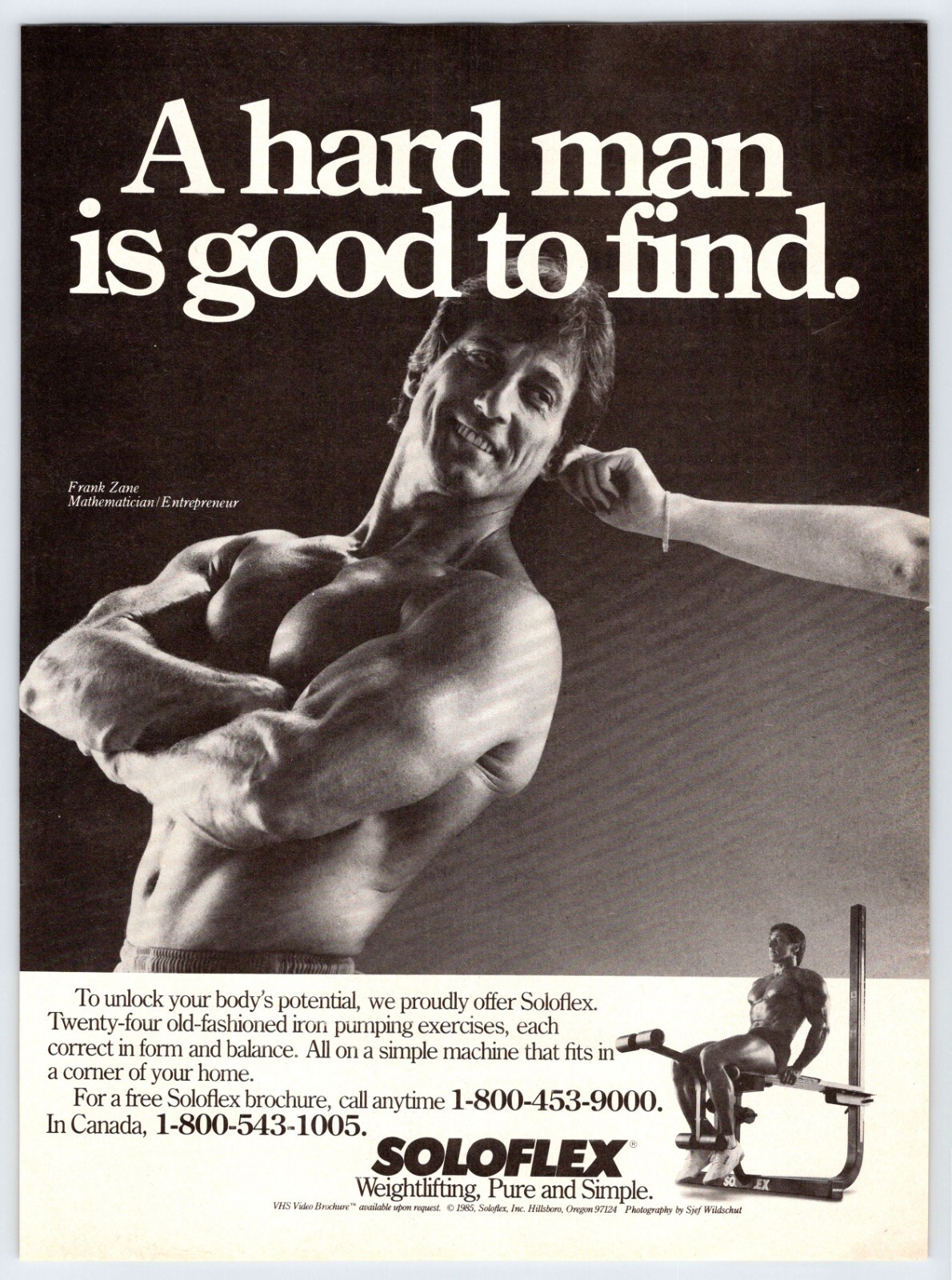 1985 MUSCULAR MAN SOLOFLEX WEIGHTLIFTING Vintage 8"X11" Magazine Ad ...