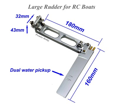 Alloy Extended Rudder 180mm X 160mm for Large Gas Nitro Electric RC ...