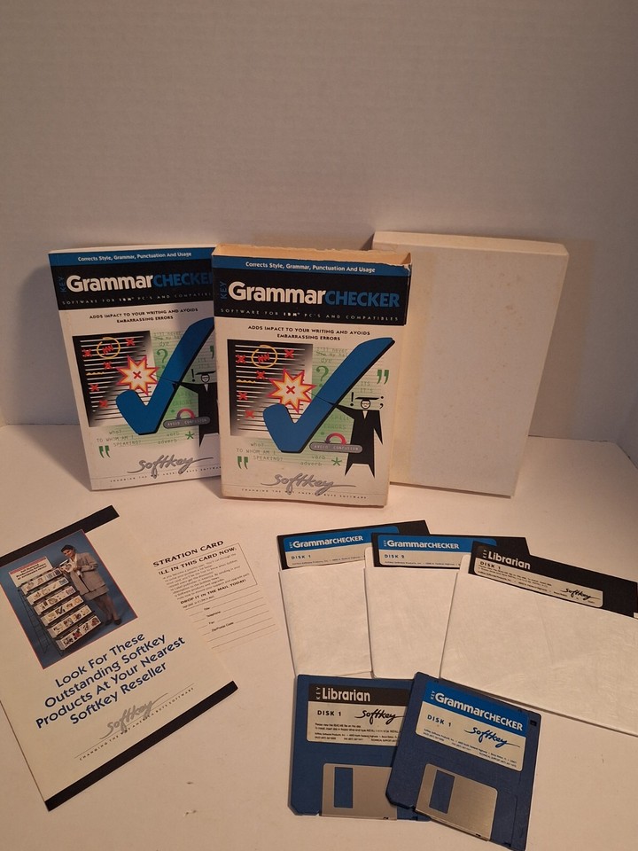 SoftKey Key Grammar Checker IBM PC XT AT Software 1987 DOS 5.25 And 3.5 ...