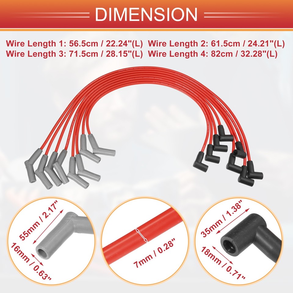 8 Pcs Spark Plug Wire Ignition Coil Cable for Ford Valve Cover Wires ...