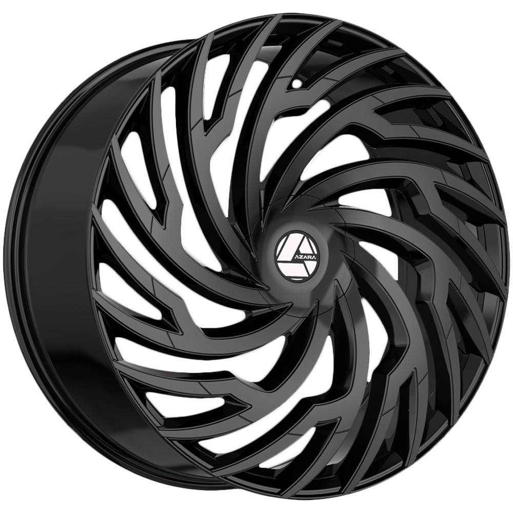 (Set of 4) Azara AZA-536 24x9 5x115/5x120 +32mm Gloss Black Wheels Rims ...