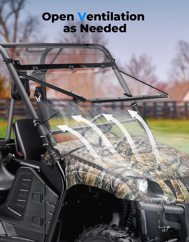 Front Flip Split Windshield Fold Up Windshield For 2004-13 Yamaha Rhino ...