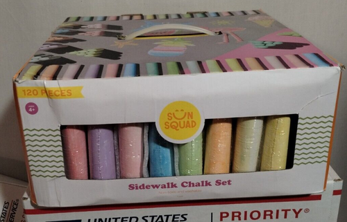 Sun Squad Sidewalk Chalk Set 120 Pieces, Multicolor, Washable Non-Toxic ...