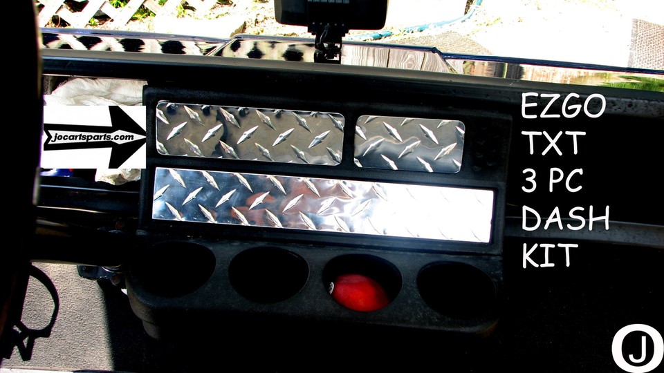 Ezgo txt Golf Cart 3 pc Highly polished Aluminum Diamond Plate Dash ...