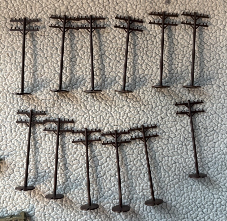 Vintage HO Scale Train Scenery Lot Utility Poles Bridges Road Signs | eBay