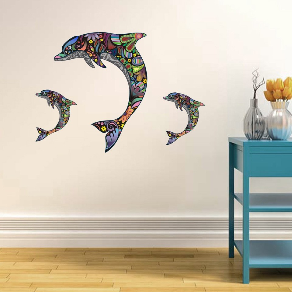 Abstract Wall Sticker Dolphin Shape Wall Paste Creative Mandala ...