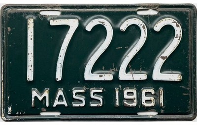 *99 CENT SALE* 1961 Massachusetts MOTORCYCLE License Plate #17222 No ...
