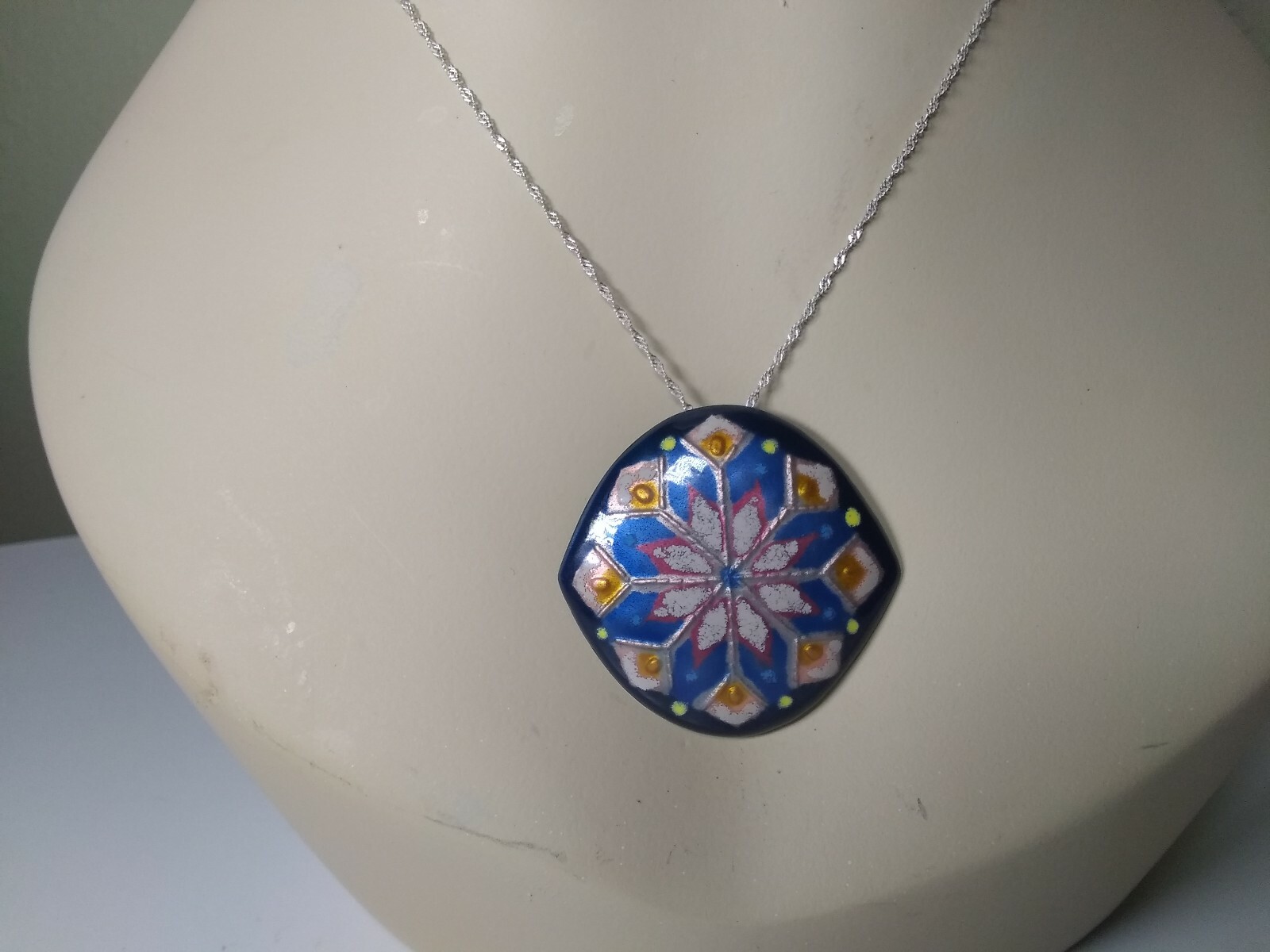 Antique Hand Painted Copper Pendant Art Deco 1920's Rare Intricate ...