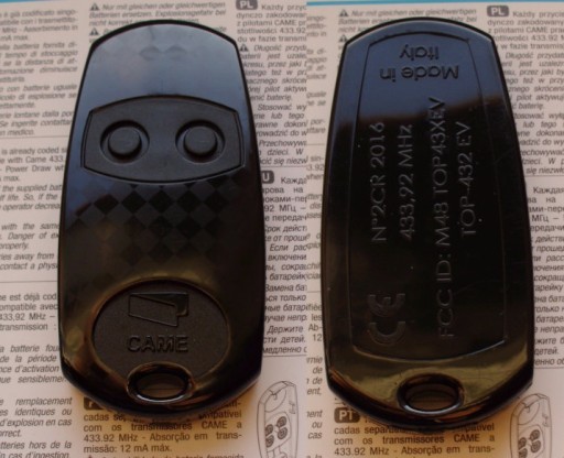 CAME TOP432EV 2 Button Black Gate Remote Control Key Fob Garage Door ...