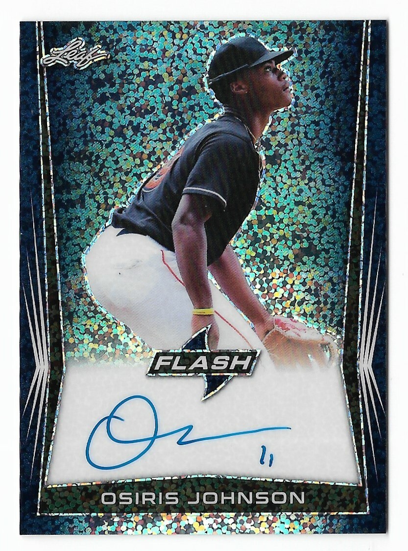 Osiris Johnson 2018 Leaf Flash Autograph Blue #BAOJ1 /50 Miami Marlins ...