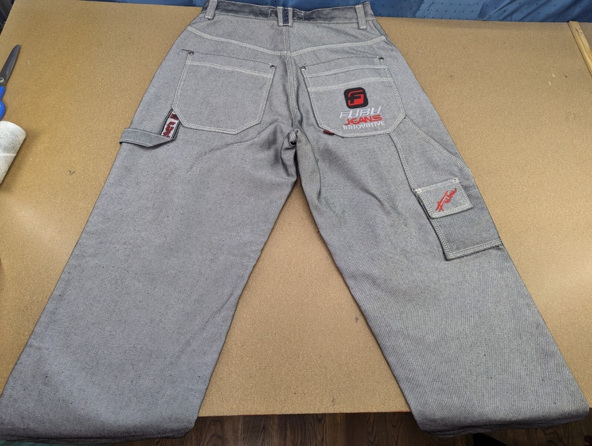 FUBU 90s Silver Metalic Gray Jeans Innovative Size 30 Glanz FUBU 90s Silver Metalic Gray Jeans Innovative Size 30 Glanz