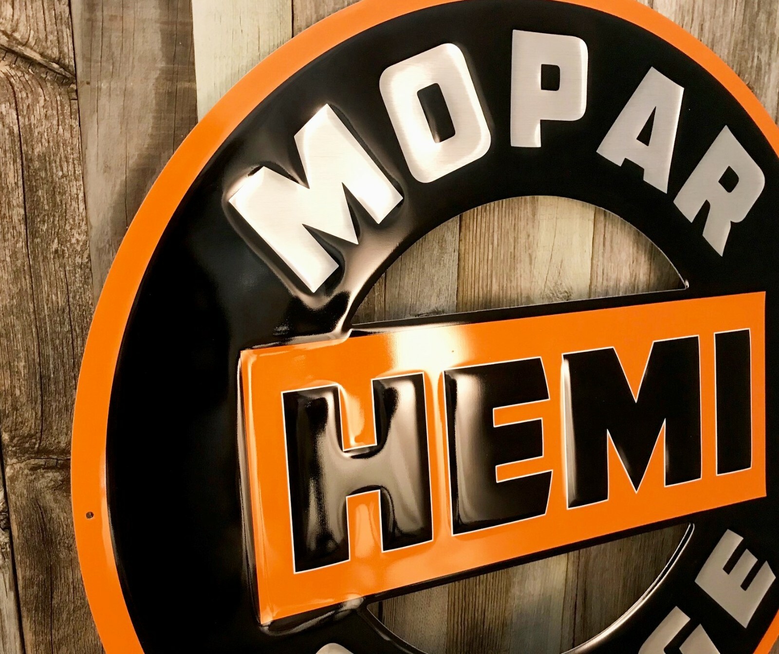 Mopar Hemi Round Embossed Metal Sign | Grelly USA