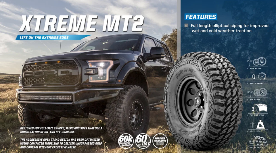 Pro Comp Tires 35x12.50R22LT, Xtreme MT2 721235 - NEW | eBay