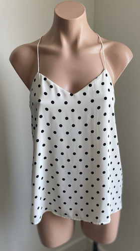Express Barcelona White-Black Polka Dot Spaghetti Strap Cami S | eBay