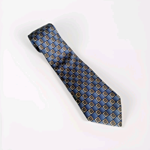 Men's Necktie Blue With Yellow Geometric Pattern Normcore Dad Preppy | eBay