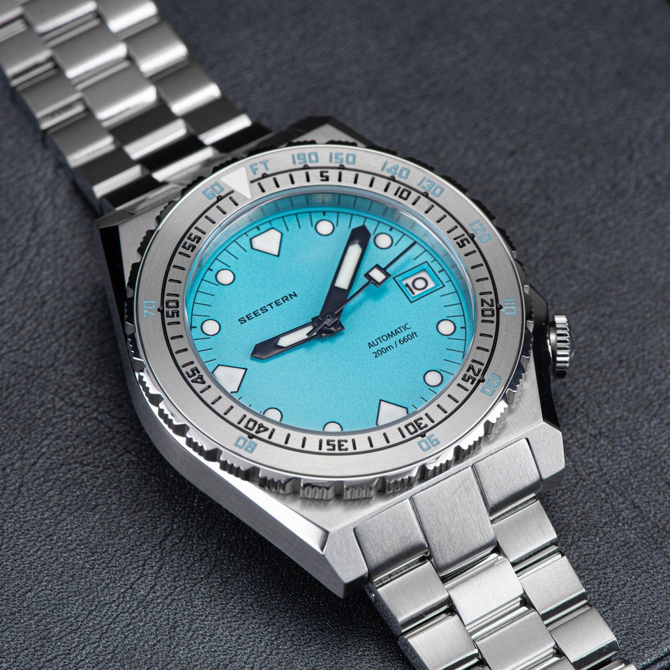 Seestern V3 S407-600T.T LUME DATE Bezel 200m DIVER'S Mens Sport Watch ...