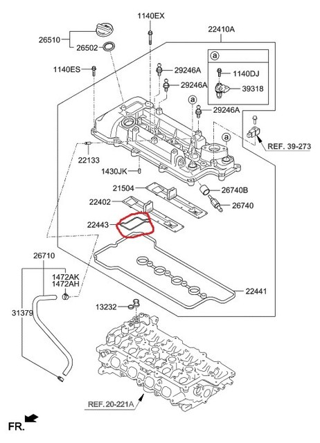 224432B800 Genuine HYUNDAI / Kia Gasket-rocker Cover for sale online | eBay