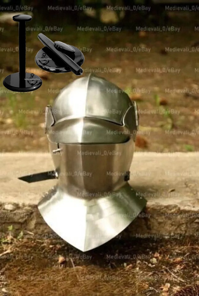 18GA Steel Medieval Closed Armet Helmet Medieval German Sallet Helmet W ...