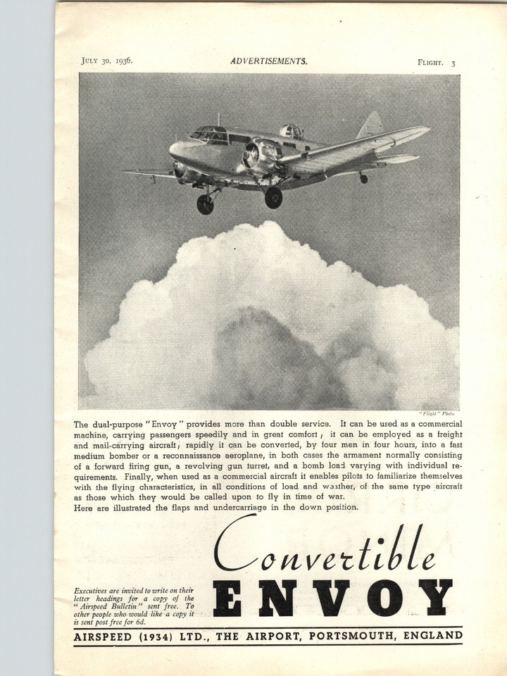 1936 PAPER AD Airplane Miles Haw Training Monoplane Phillips & Powis ...