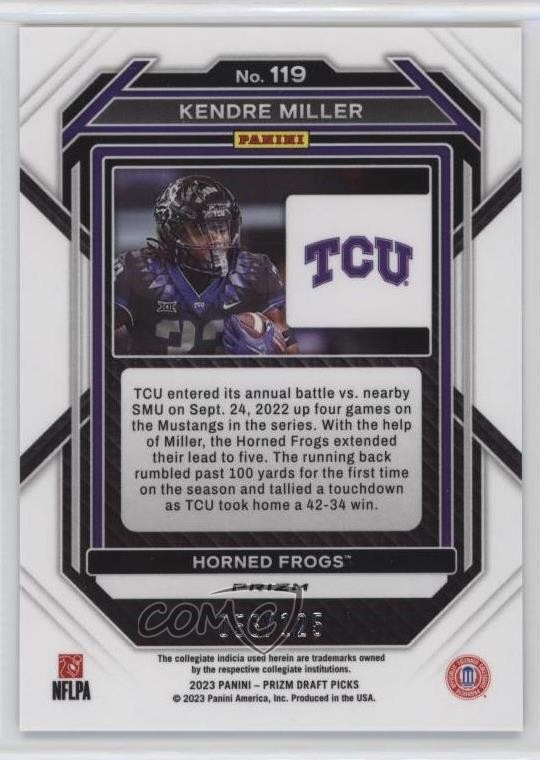 2023 Panini Prizm Draft Picks Red Finite /125 Kendre Miller #119 Rookie ...