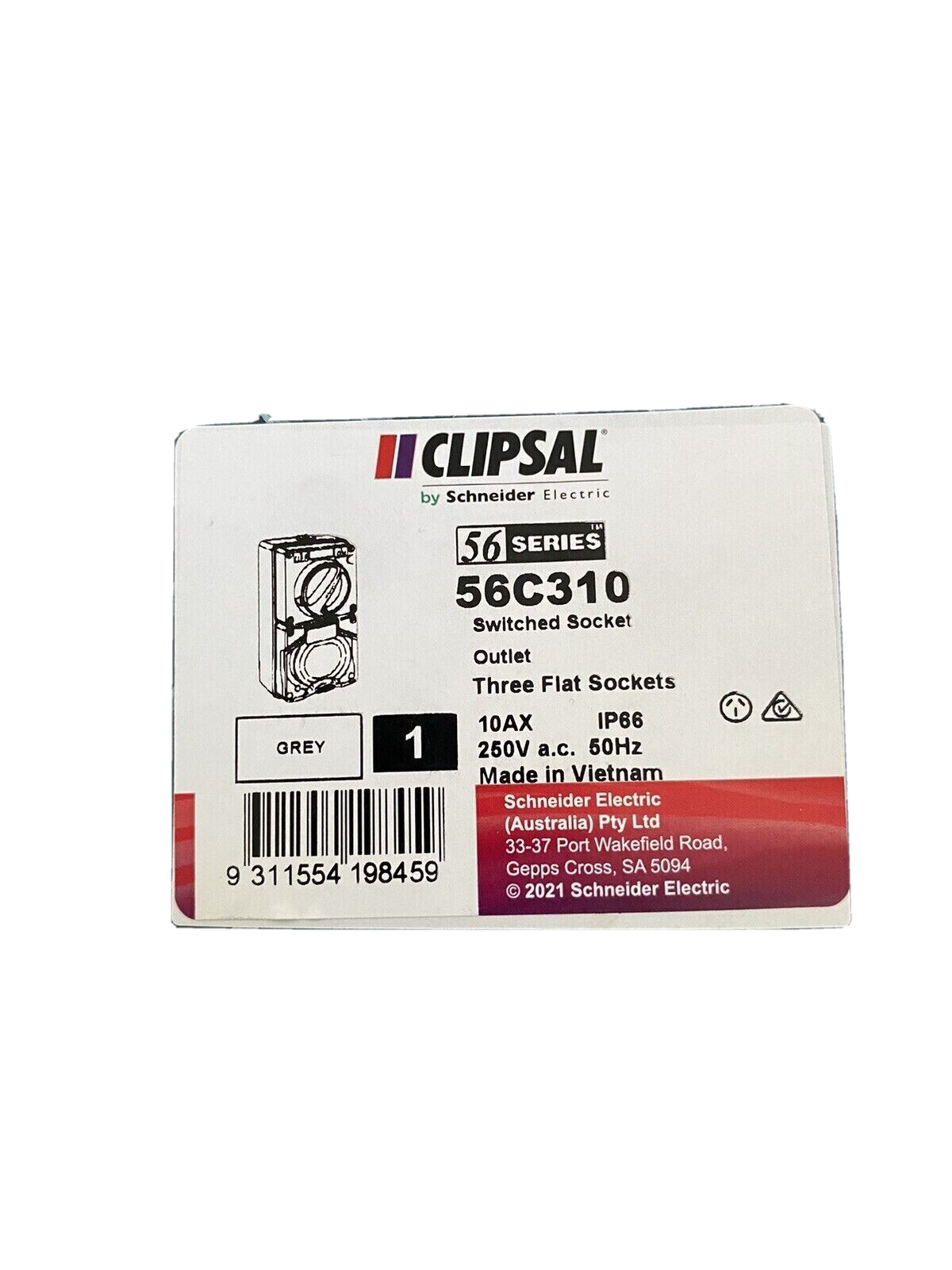Clipsal 56C310 3-Flat Pin Outlet Switch Socket - Resistant Orange for ...