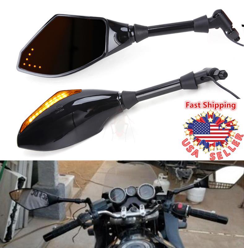 Lighted Motorcycle Mirrors Global Metal 077 6 LED Scooty Mirror Light
