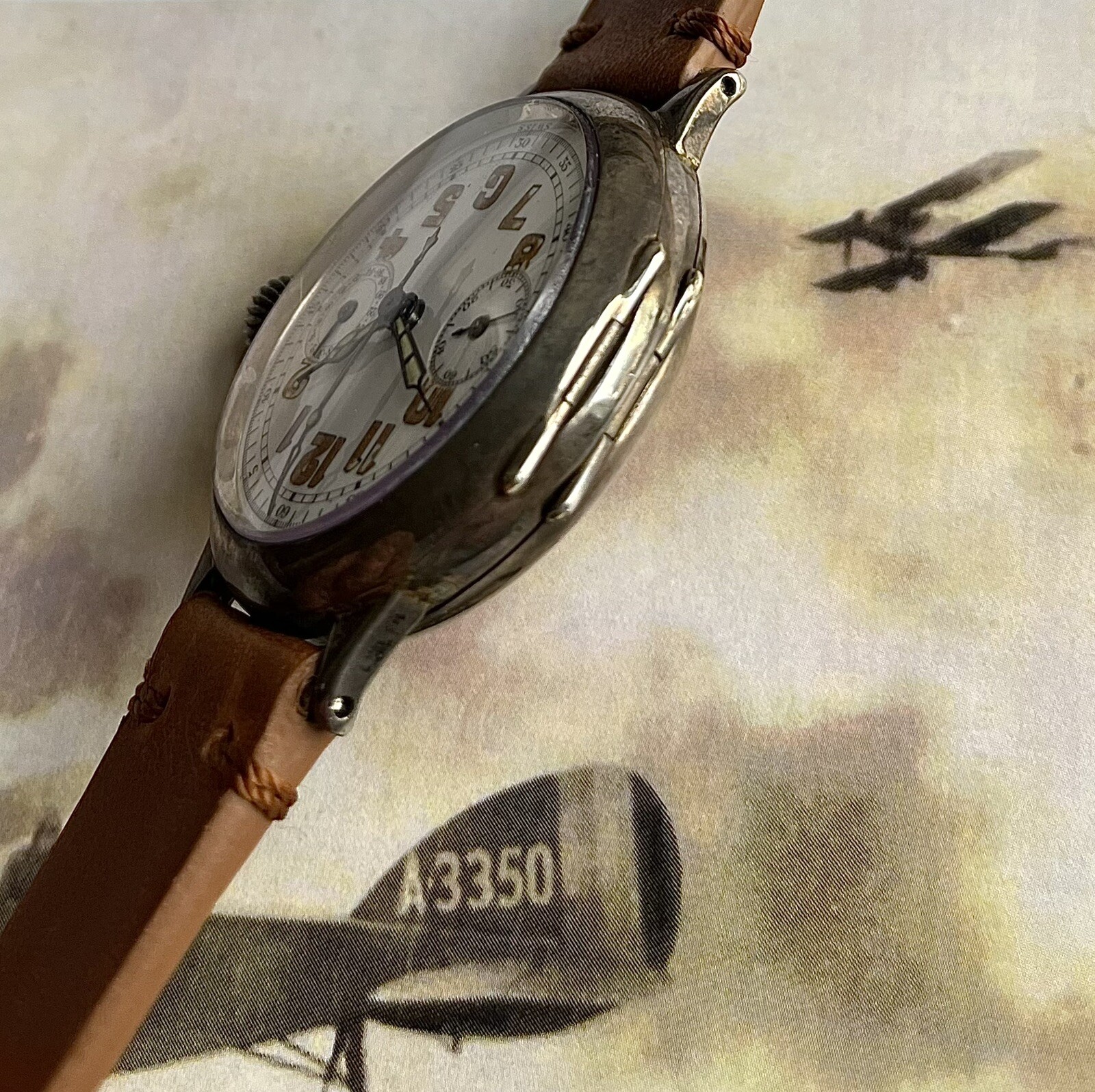 Rare Vintage WW1 Military Gallet Multi-Chron Chronograph Silver Watch ...