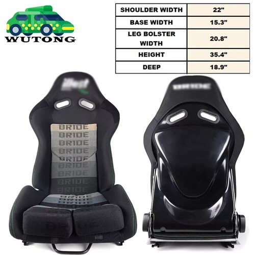 2X BRIDE Seats Low Max Racing Seats Black Adjustable Backrest w/ Slider ...