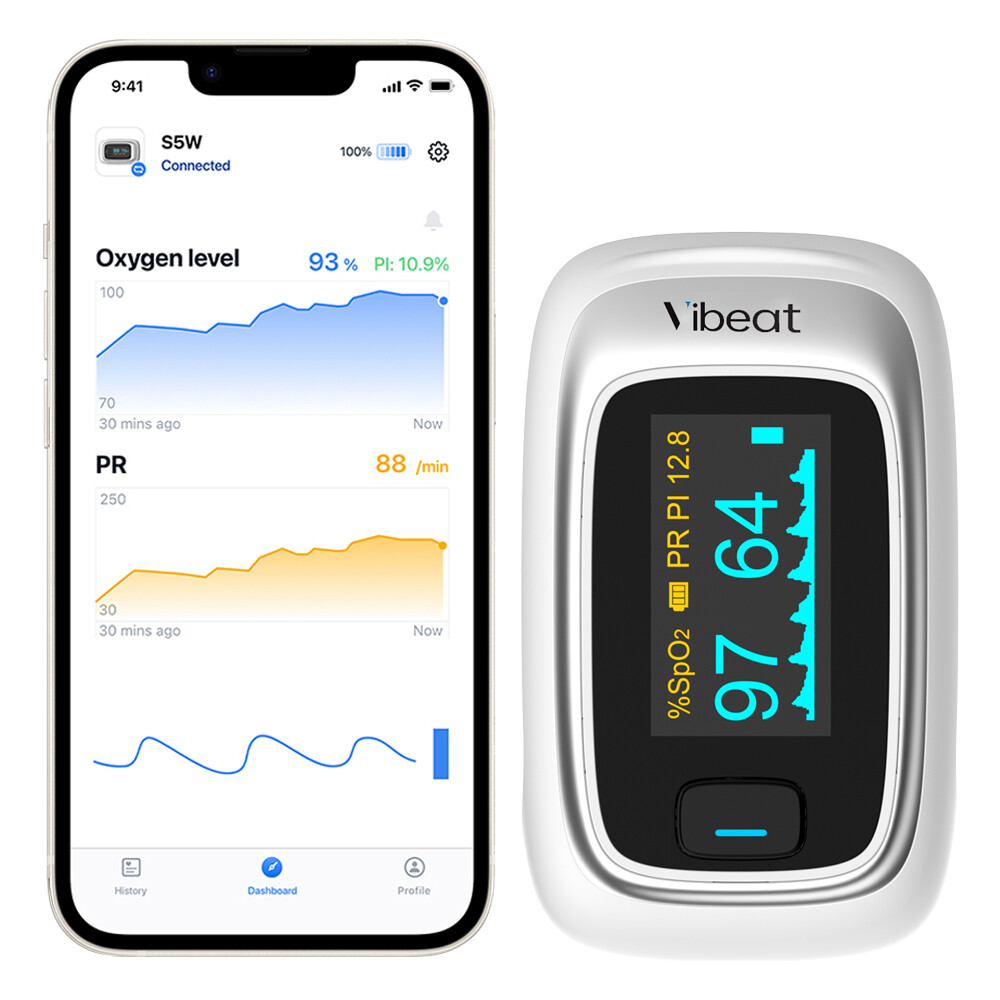 Finger Pulse Oximeter Bluetooth with App Real time Checking SpO2 Pulse ...