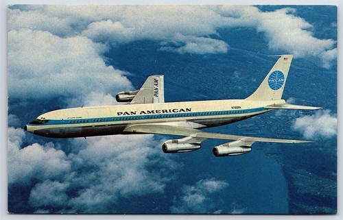 Airplane Postcard Pan American Pan Am Airlines Issued Boeing 707 Jet ...