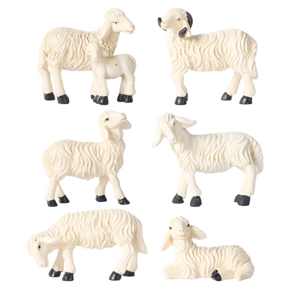 6PCS Sheep Toys Animal Figurines dollhouse Miniature Resin Ornament ...