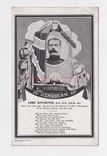 'IN MEMORIAM OF LORD KITCHENER' MEMORIAL POSTCARD 1916 - 18 | eBay