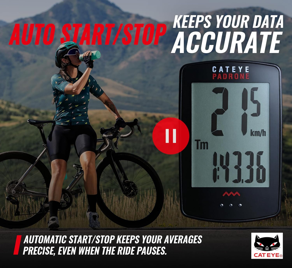 Padrone Wireless Bike Computer – Oversized Display Cyclocomputer ...