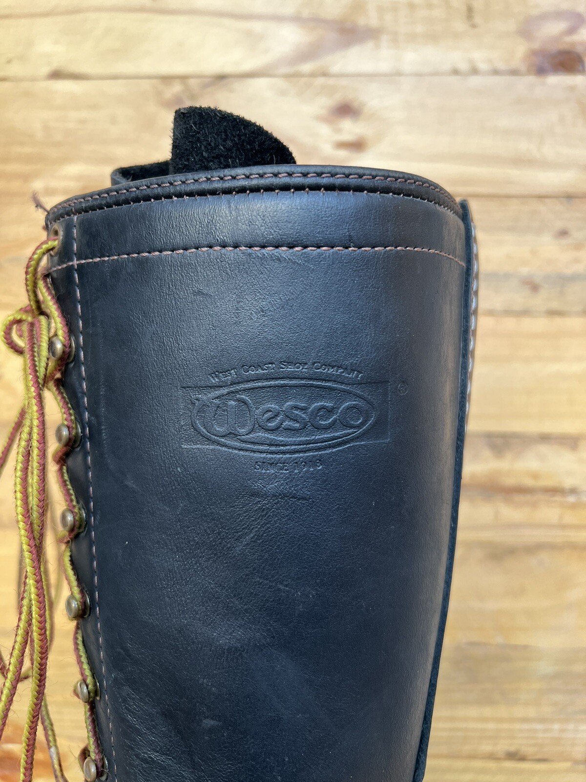 Wesco 16" Highliner Lineman Black Leather Boots Size … - Gem